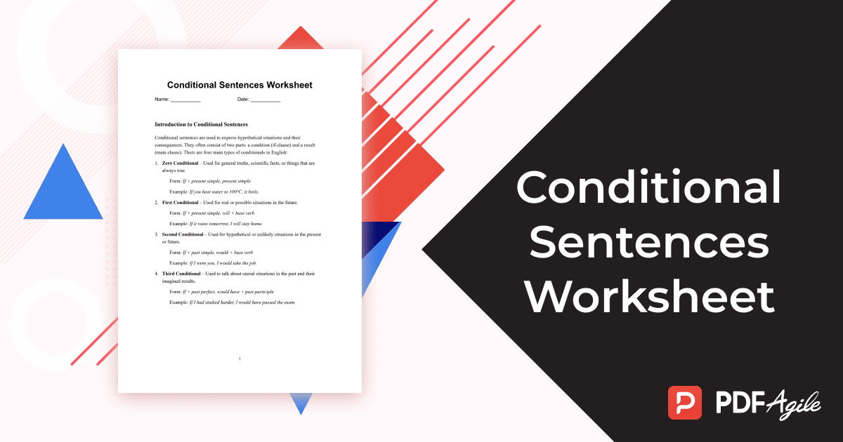 Conditional Sentences Worksheet: Free Printable Grammar Practices