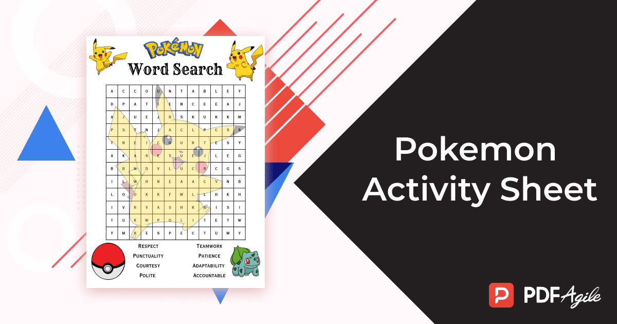 Pokemon Activity Sheet: Free Activities for Kids