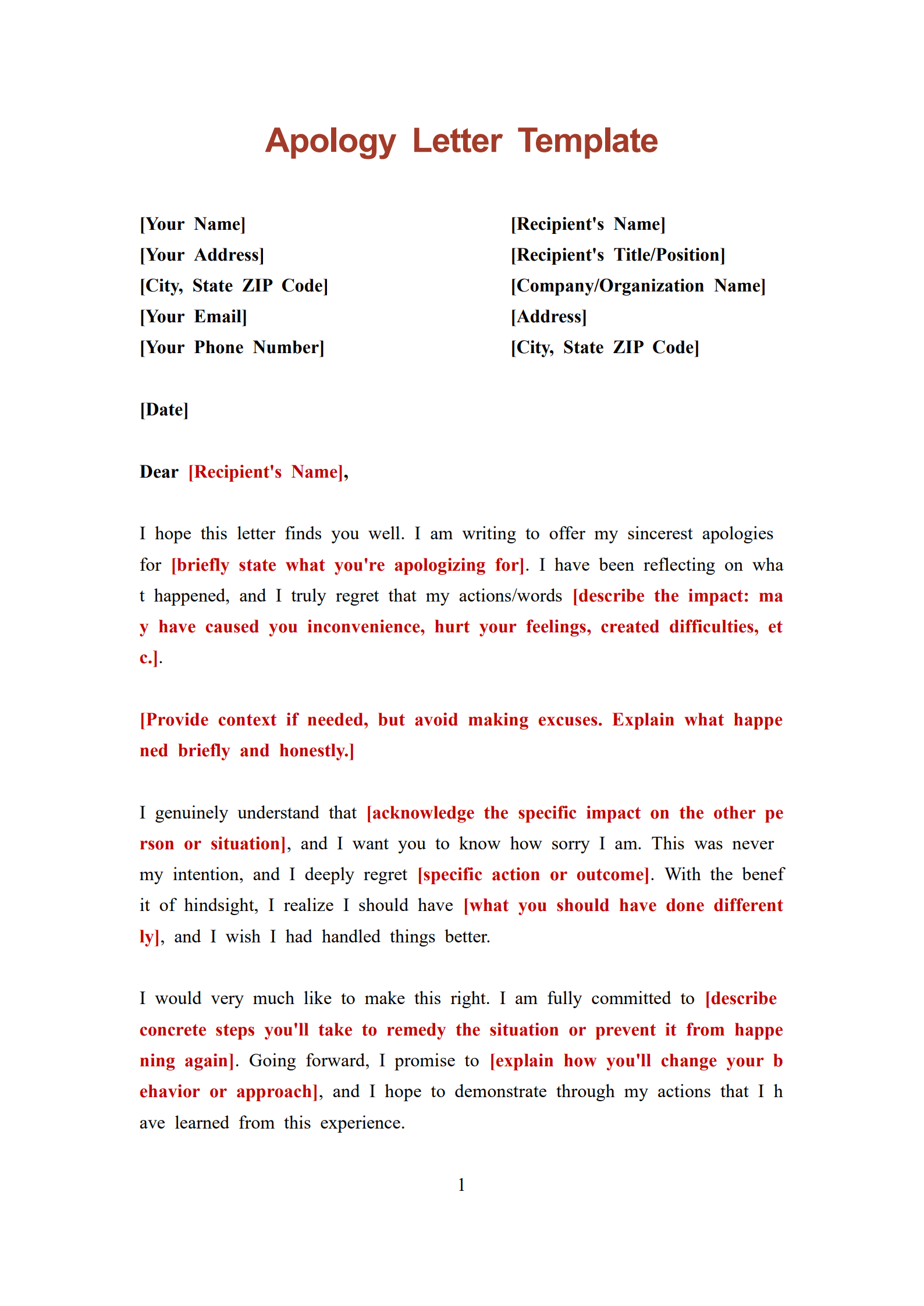 Apology Letter Template | Free Download | PDF Agile