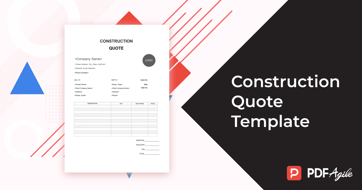 Construction Quote Template – Free Printable PDF Templates