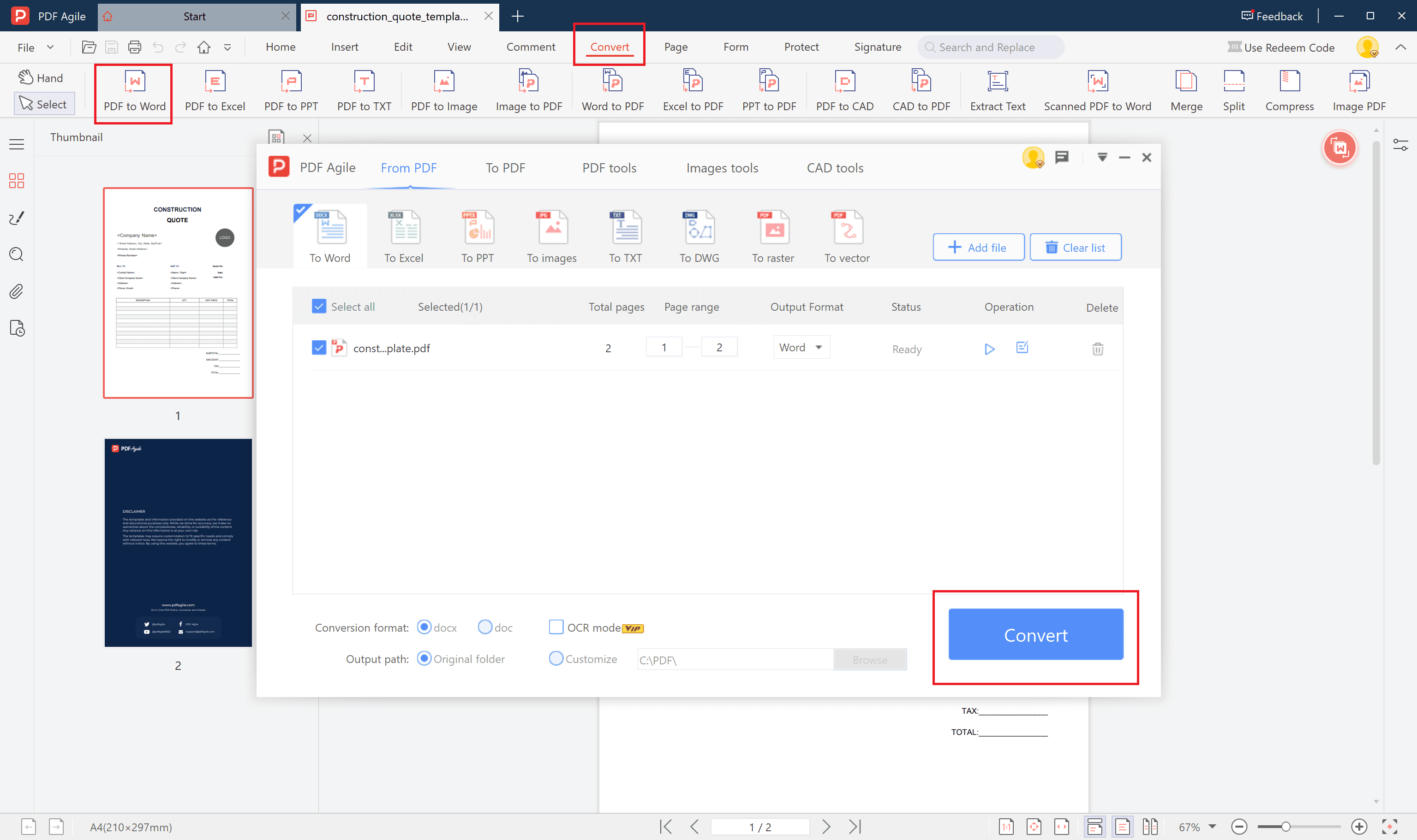Construction Quote Template – Free Printable PDF Templates
