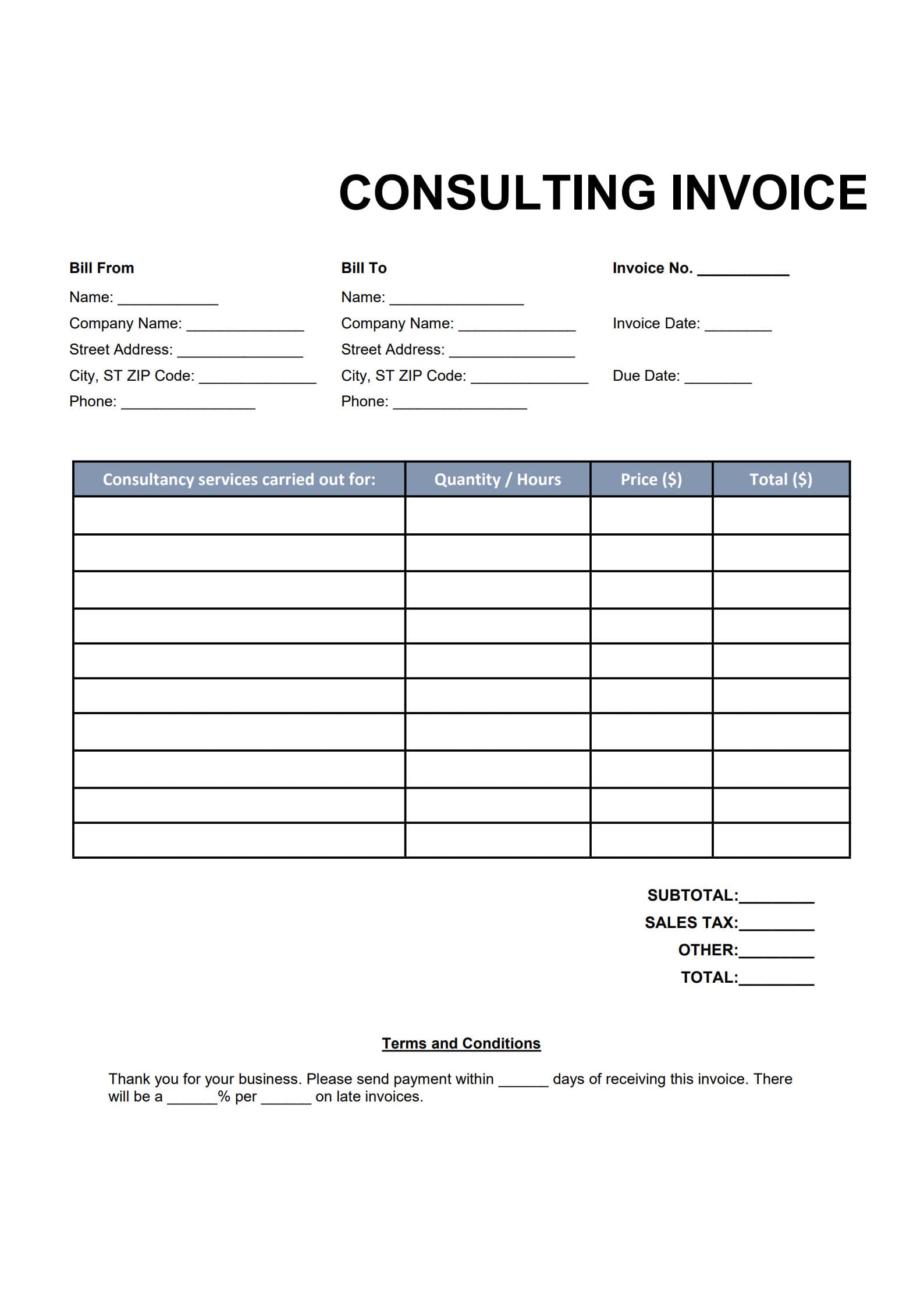 Consulting Invoice Template – Free Download & Writing Guide