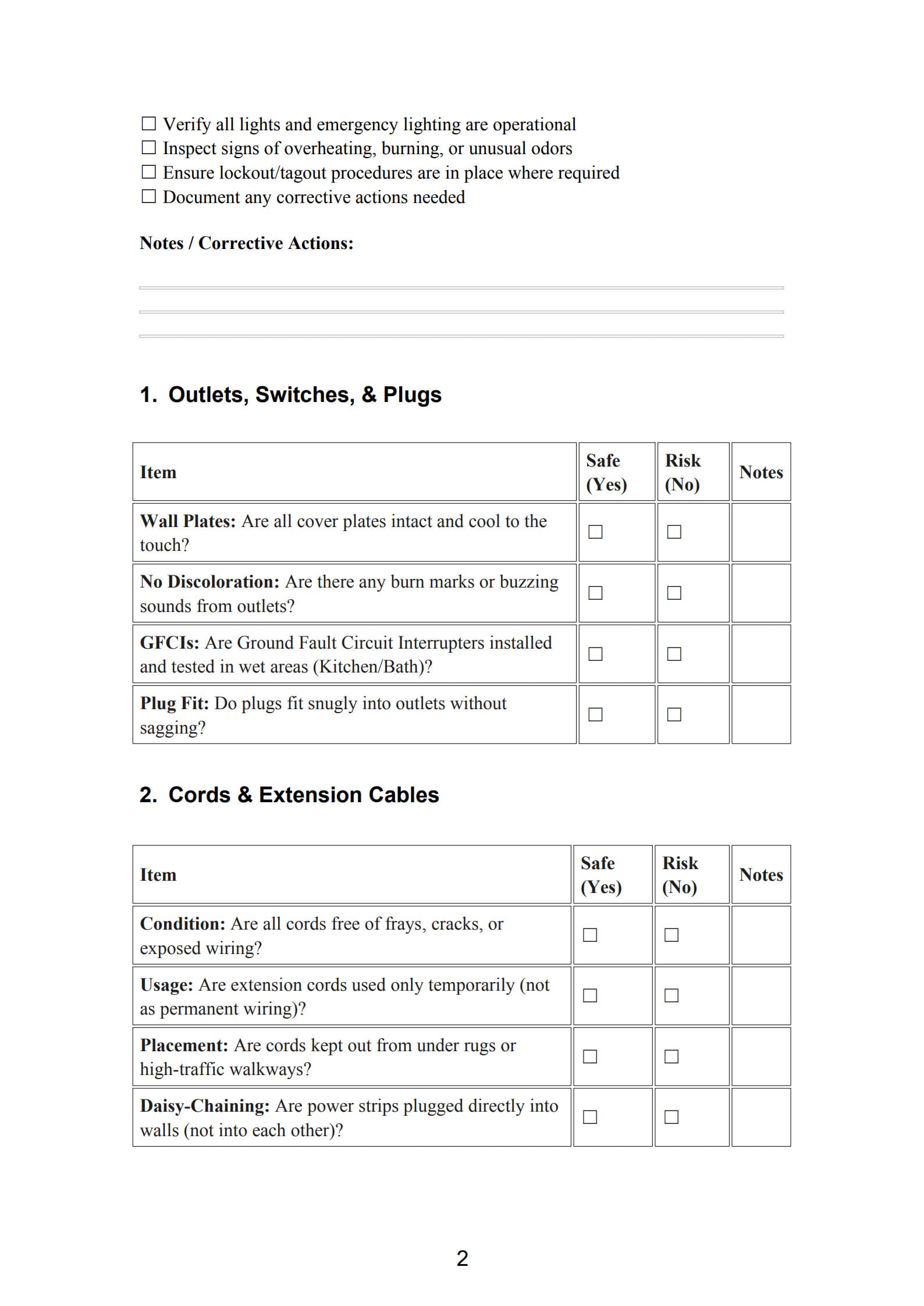 Electrical Safety Checklist - Free PDF Template | PDF Agile
