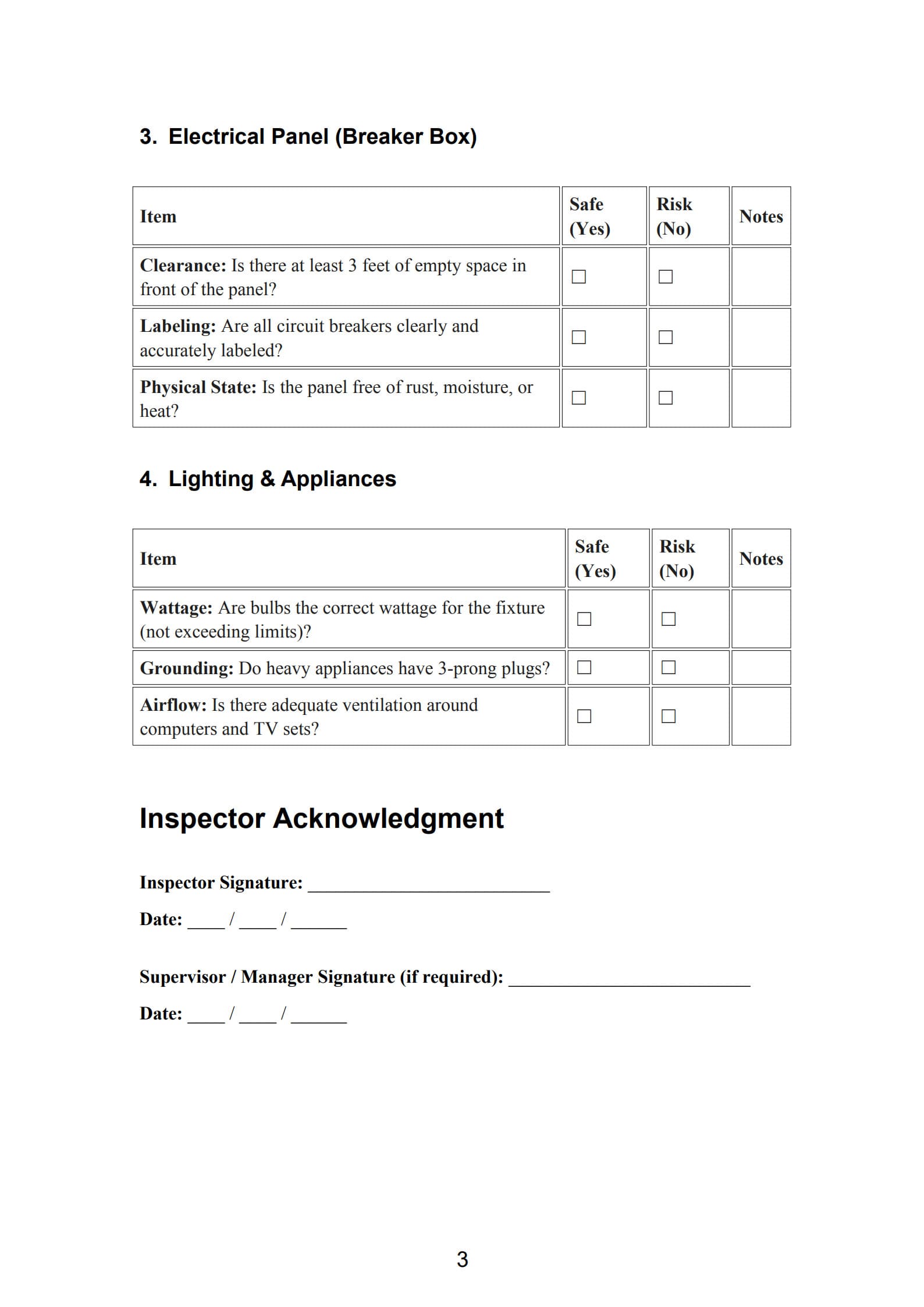 Electrical Safety Checklist - Free PDF Template | PDF Agile