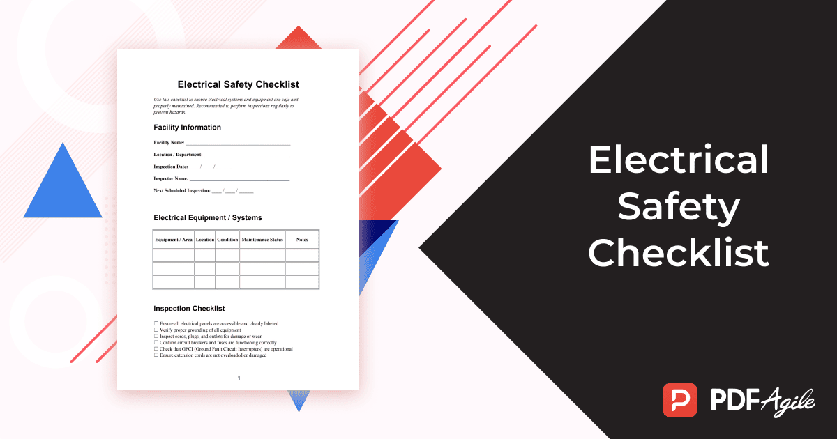 Electrical Safety Checklist - Free PDF Template | PDF Agile