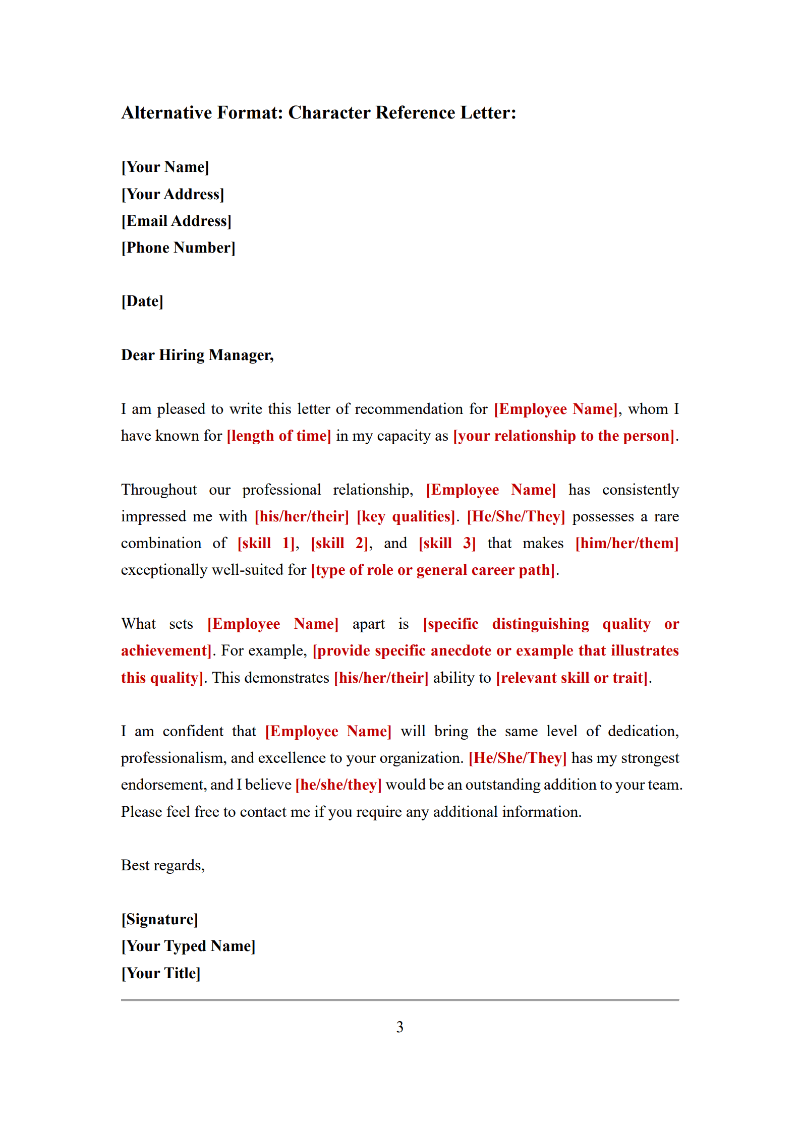 Reference Letter Sample for Employee | Free Download