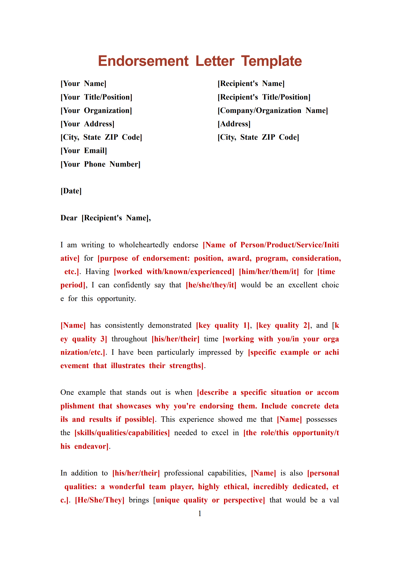 Endorsement Letter Template | Free Download | PDF Agile