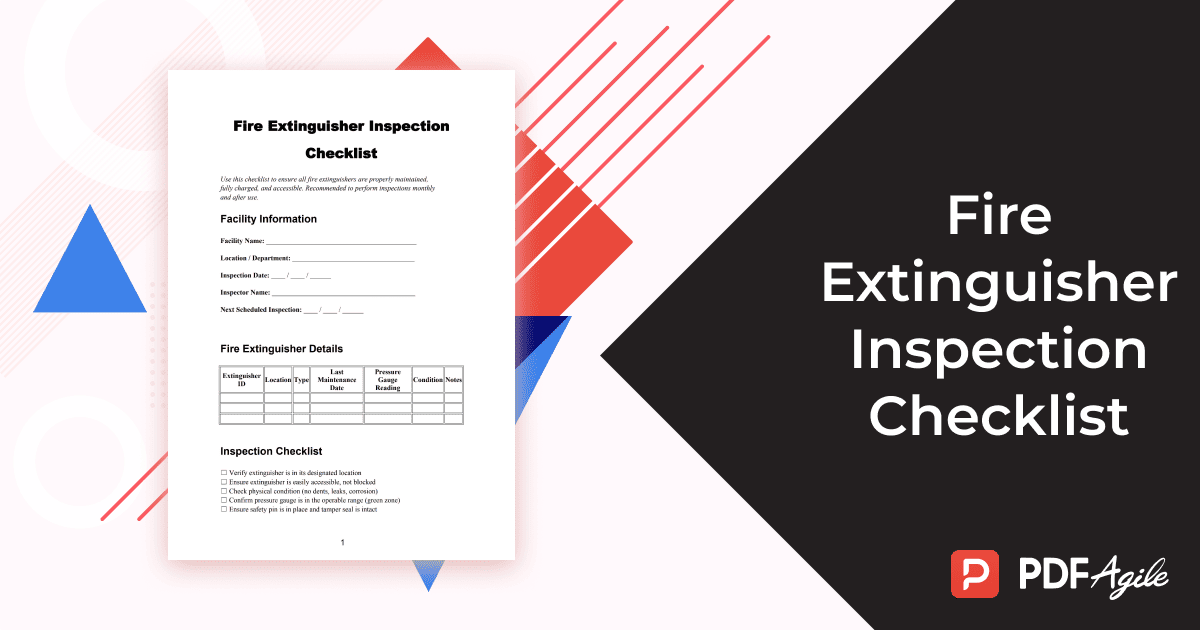 Fire Extinguisher Inspection Checklist - Free Download PDF