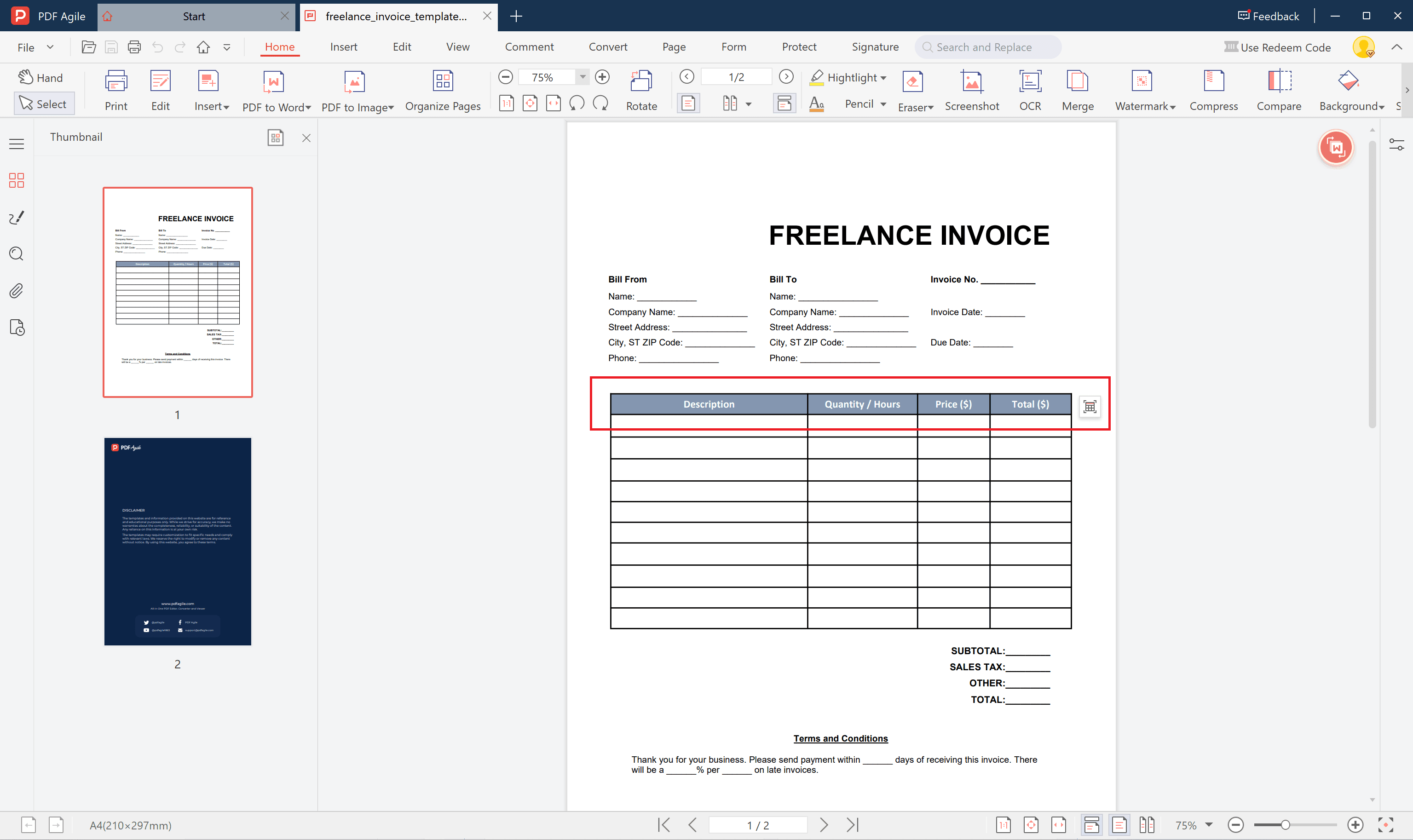 Freelance Invoice Template – Fillable & Printable | PDF Agile