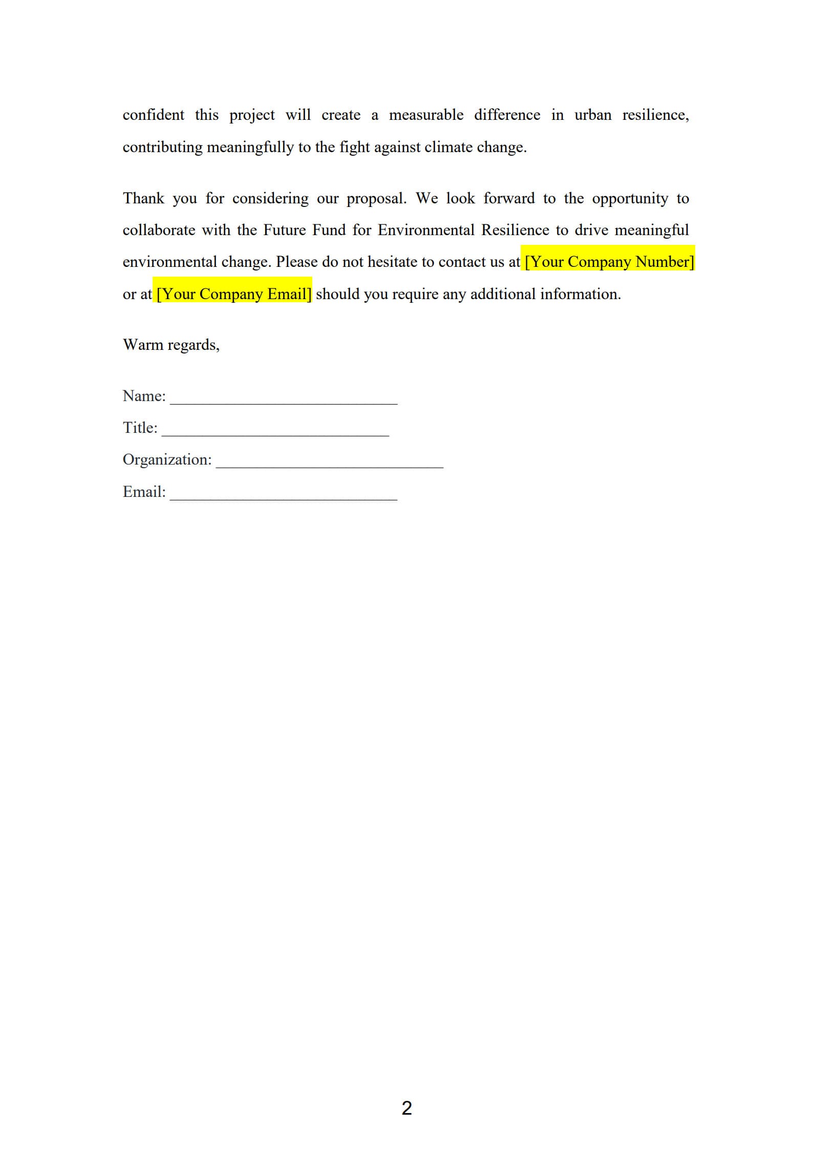 Grant Proposal Cover Letter - Free Editable Template
