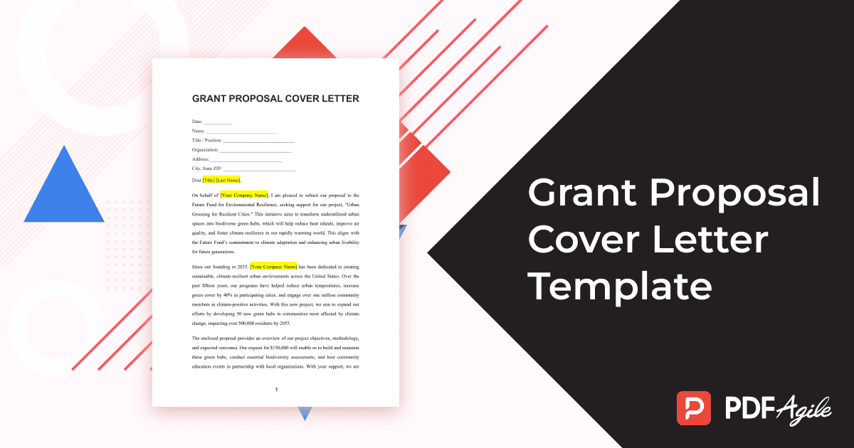 Grant Proposal Cover Letter - Free Editable Template