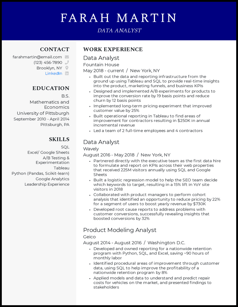 Data Analyst Resume Examples Templates Tips And Guide Data Analyst Resume Examples Templates Tips And Guide