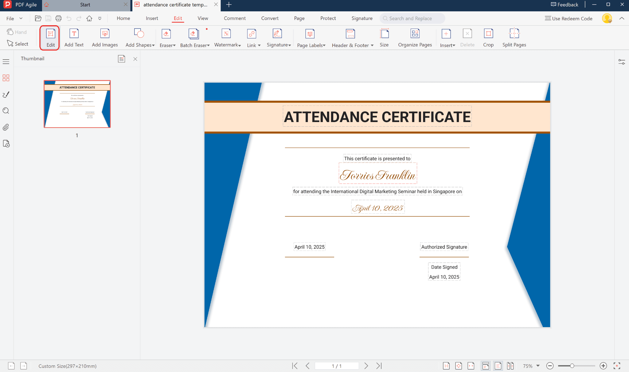 Attendance certificate template - Free Download | PDF Agile