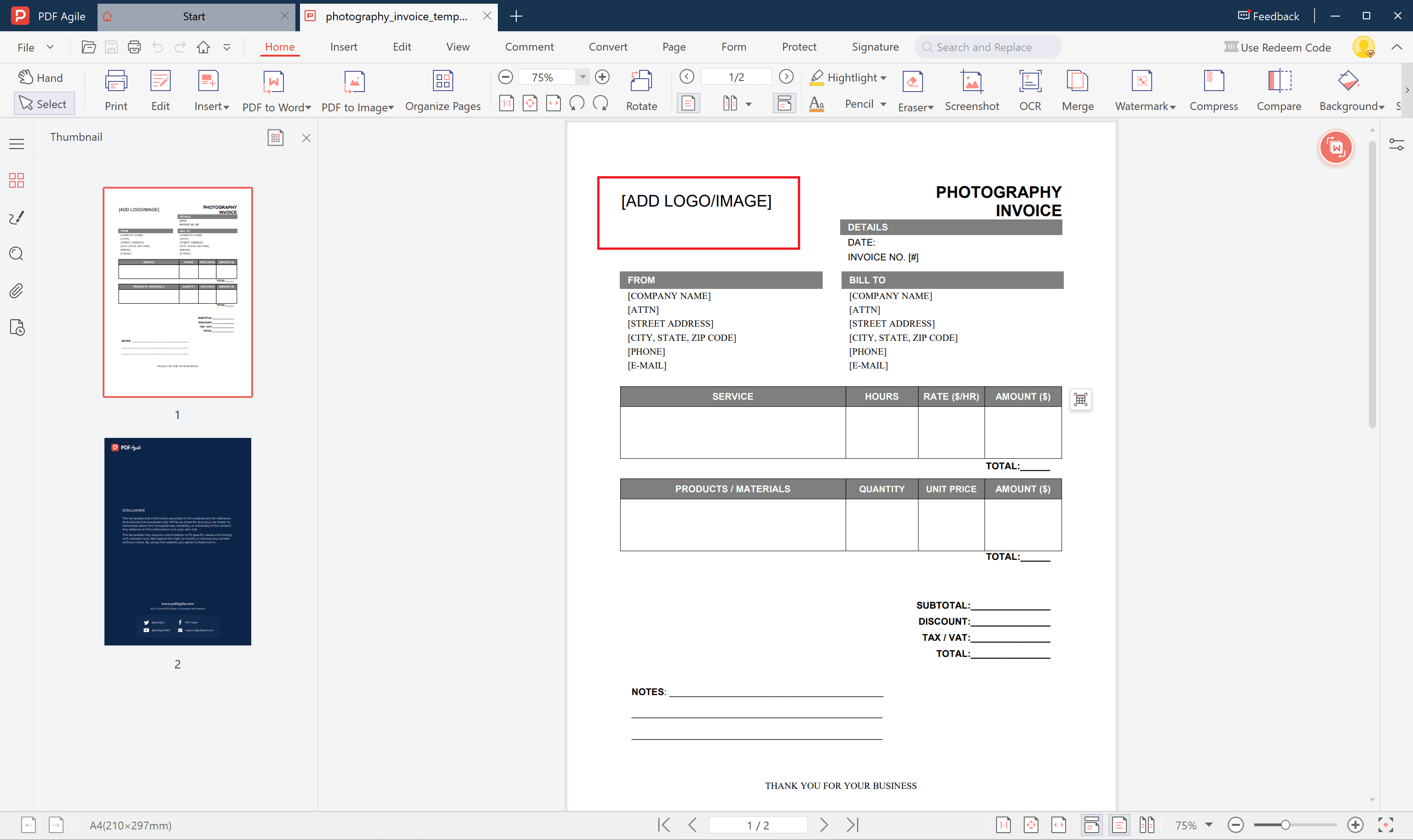 Photography Invoice Template – Free Download | PDF Agile