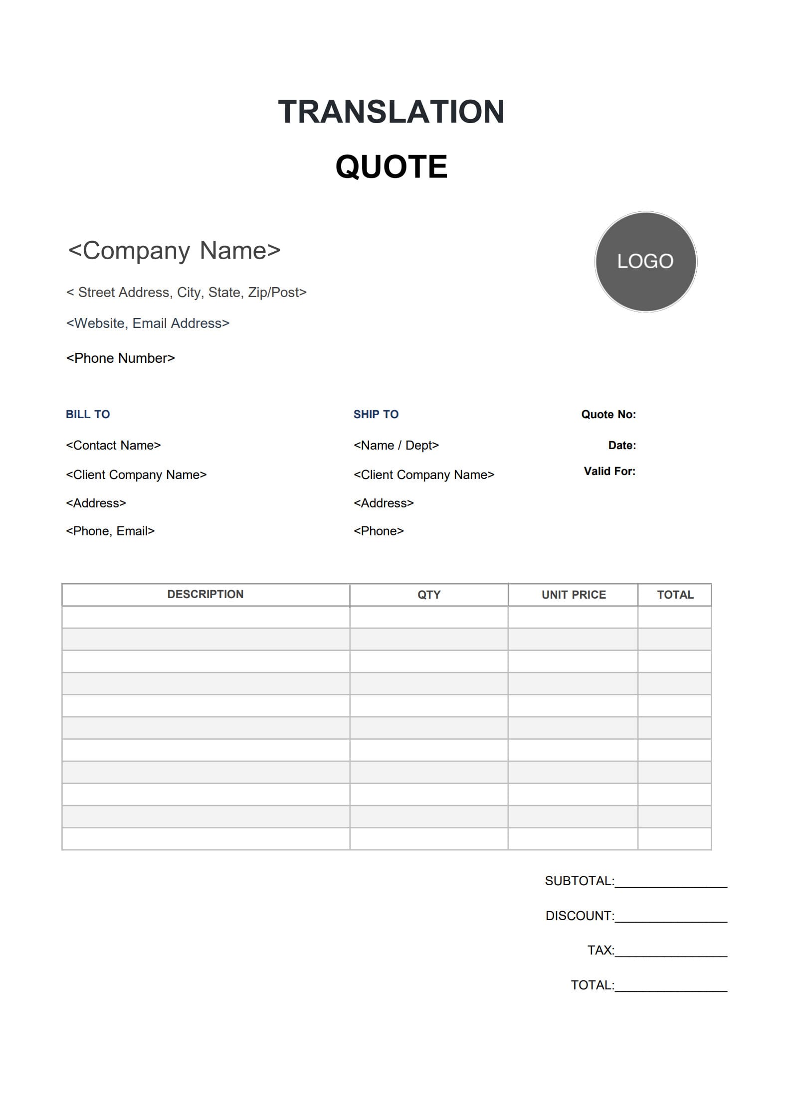 Translation Quotation Template | Free Download & Editable PDF
