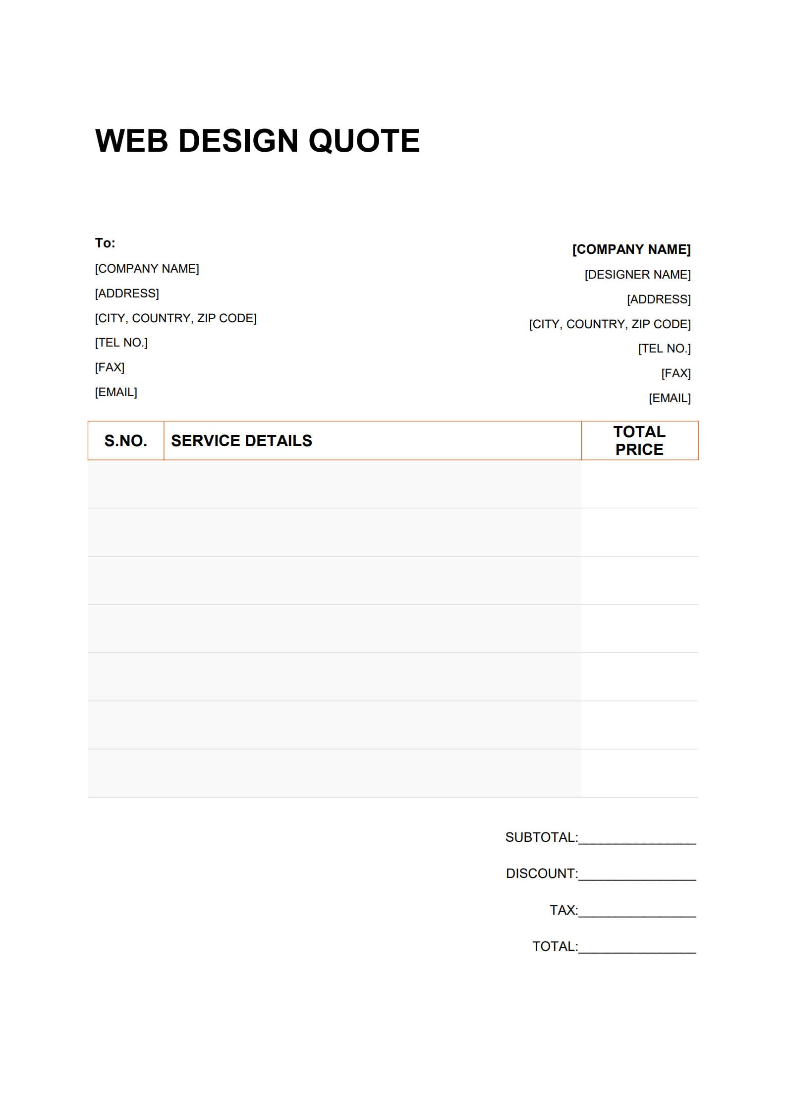 Web Design Quote Template | Free & Customizable PDF